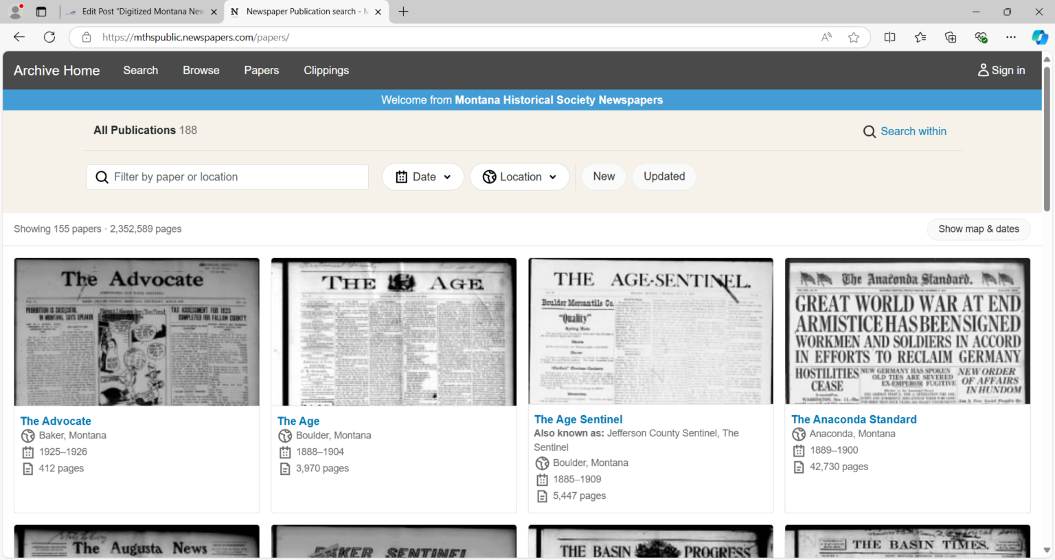 Digitized Montana Newspapers: Public Access Portal - Stillwater County ...