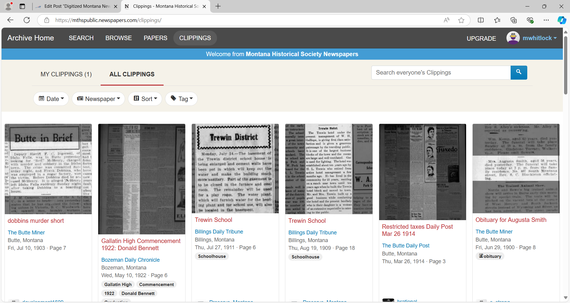 Digitized Montana Newspapers: Public Access Portal - Stillwater County Library